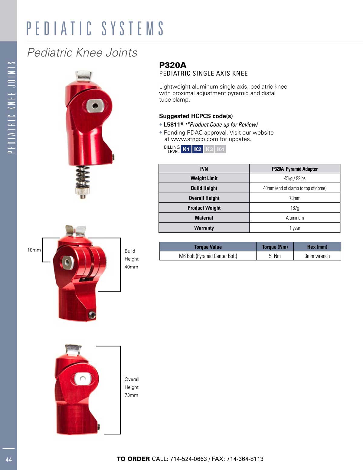 ST&G Pediatric Components | ST&G | Prosthetic Pediatrics