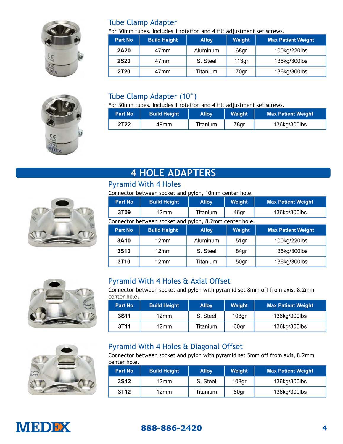 Medex Adapters | Medex | Prosthetic Components