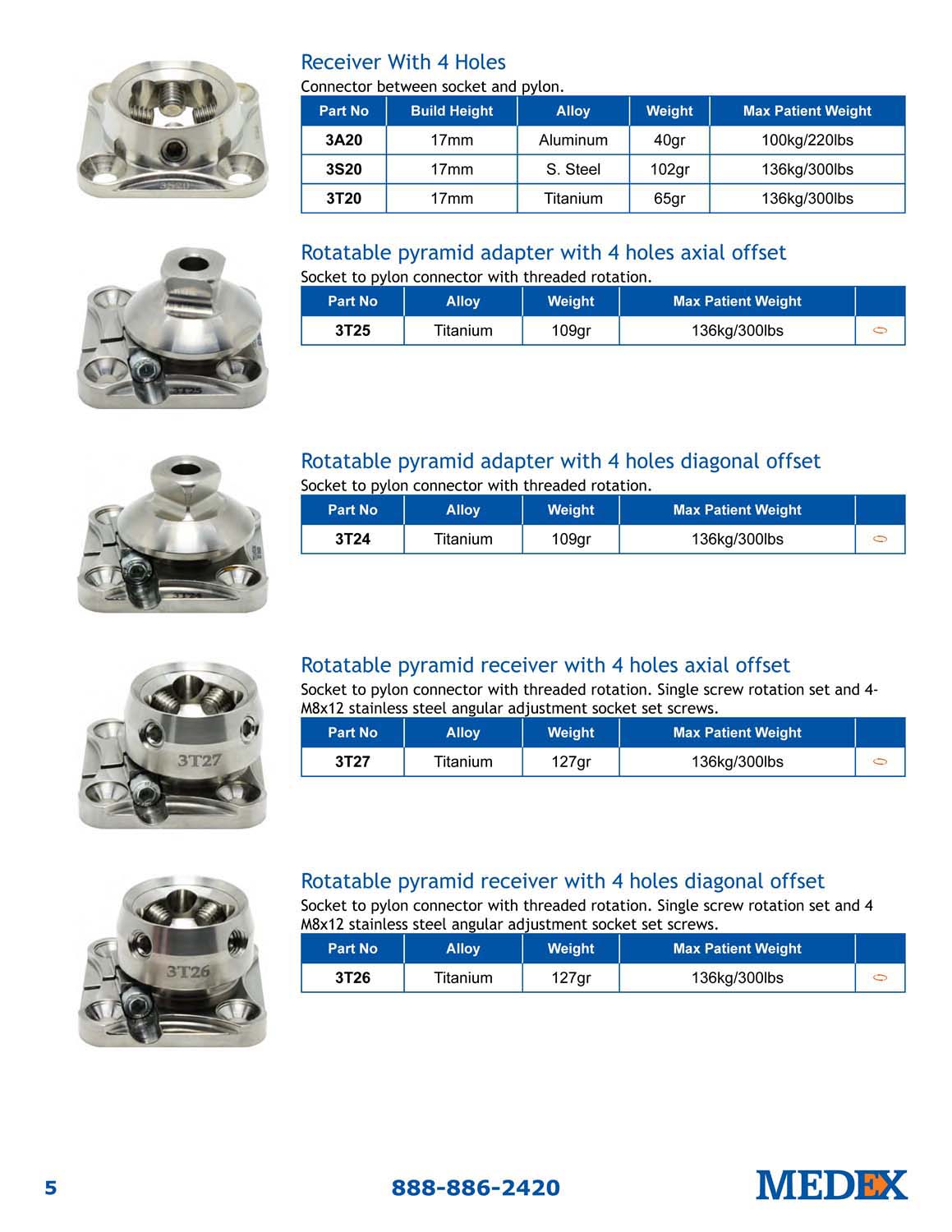 Medex Adapters | Medex | Prosthetic Components
