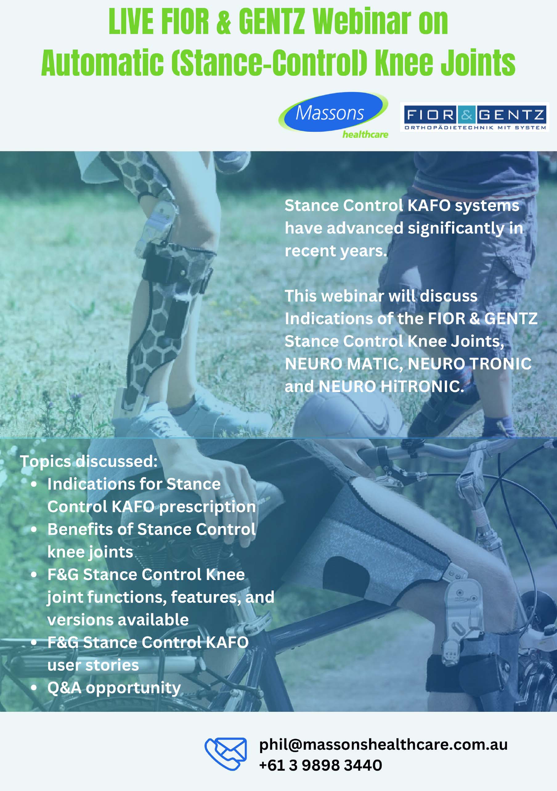 Fior & Gentz Live Webinar on Automatic (Stance Control) Knee Joints
