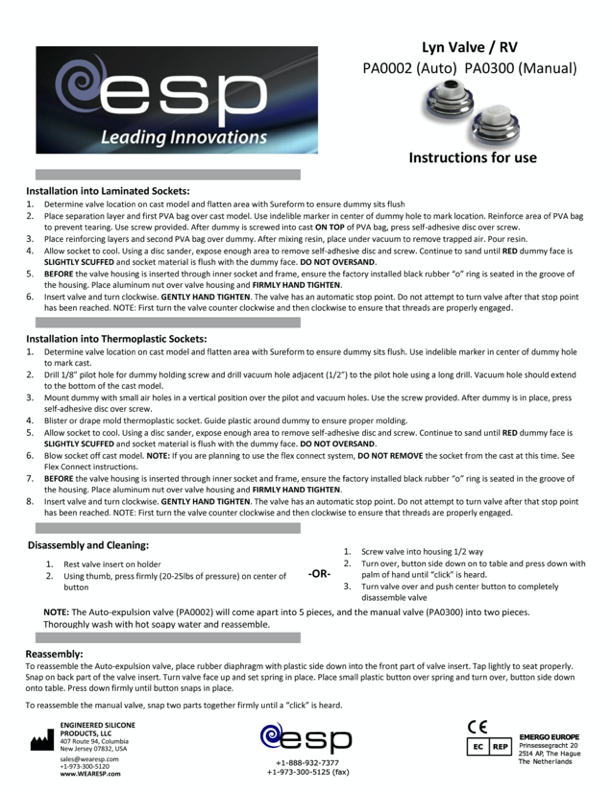 Lyn Valve RVM (Manual Expulsion) | ESP | Prosthetic Components