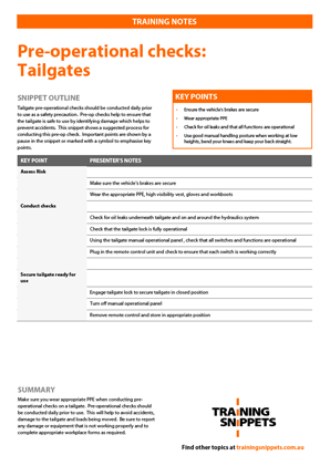 Truck Safety Tailgate | Workplace Health and Safety Training Video ...
