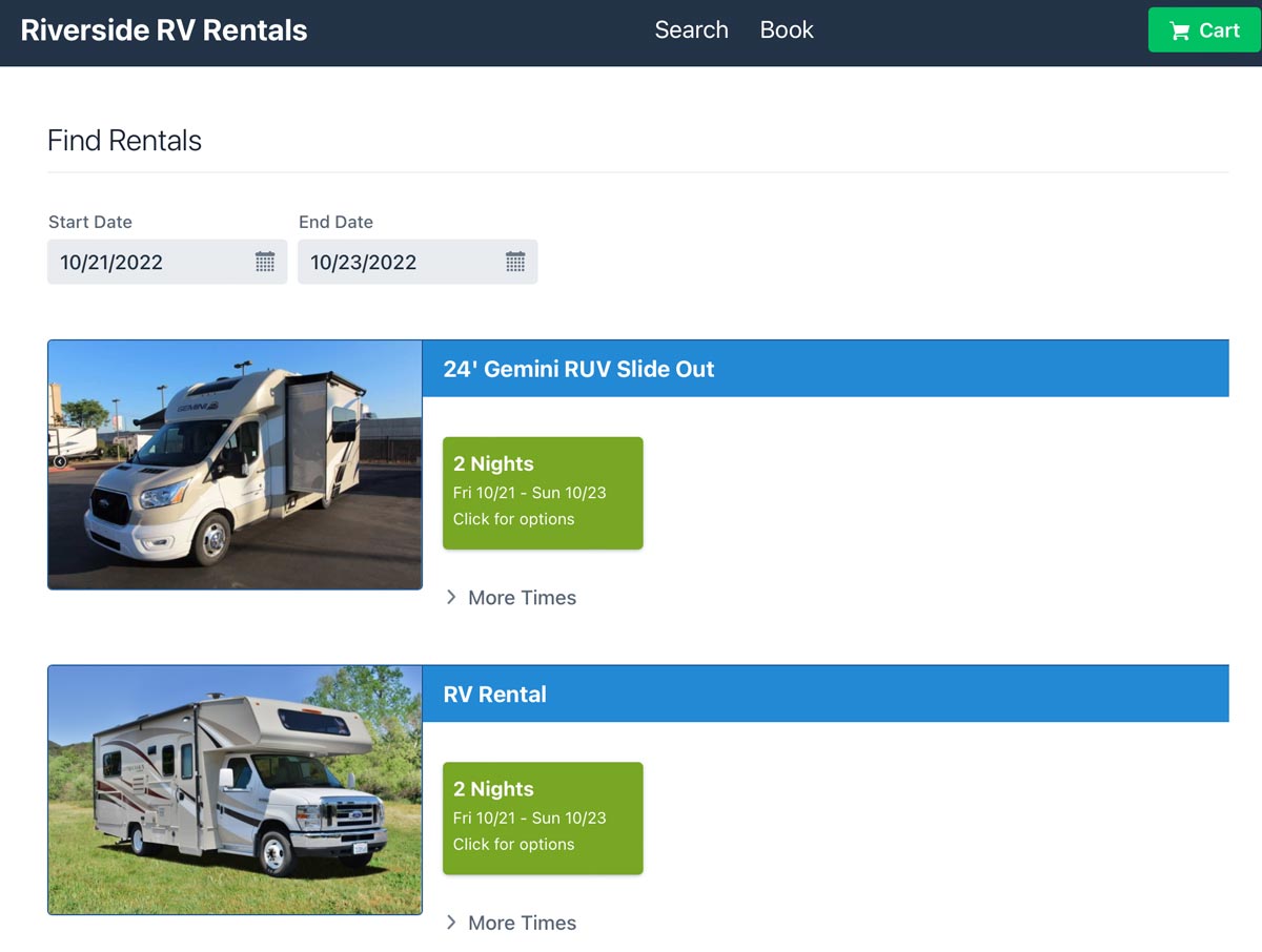 RV Rentals Booking Software