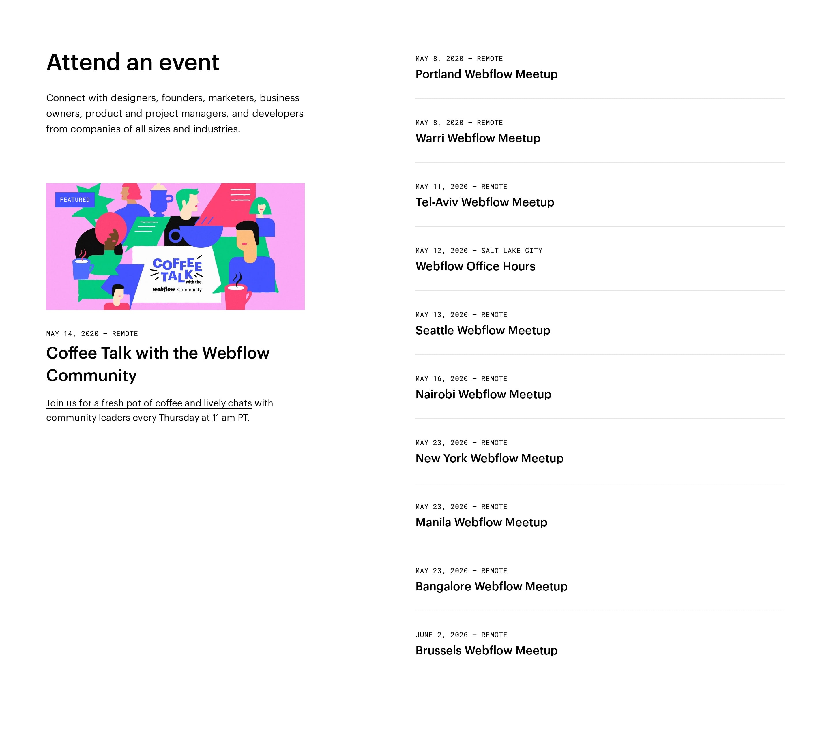 List Of Events Meetups With Dates UI UX Patterns List Of Events Meetups With Dates UI UX Patterns