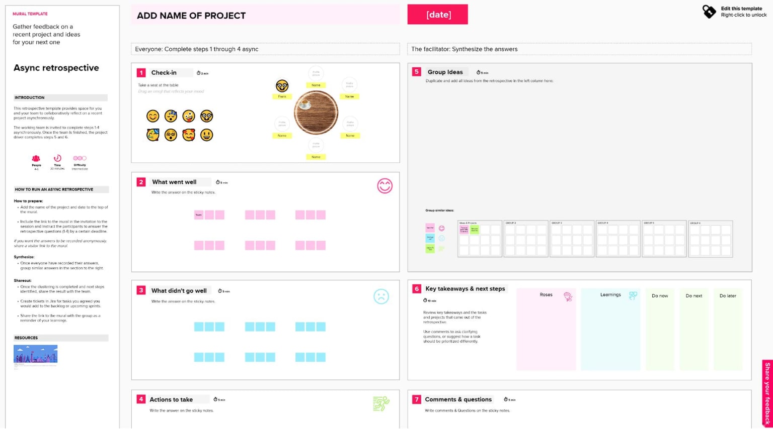 Feedback Grid Template | MURAL