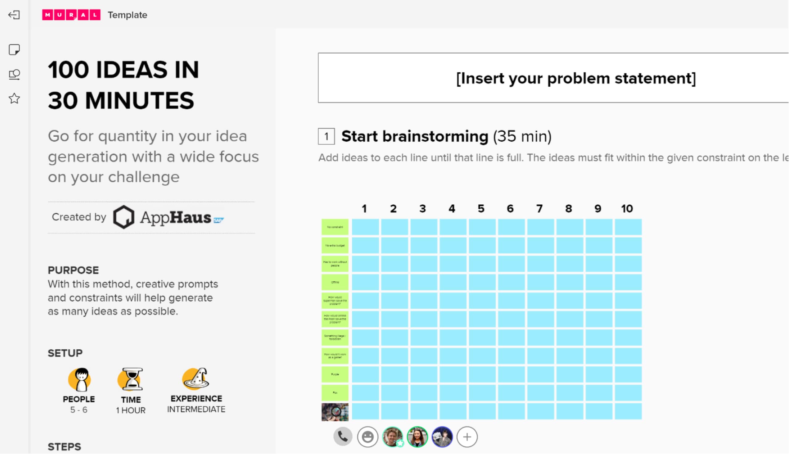 100 Ideas in 30 Minutes Template | MURAL