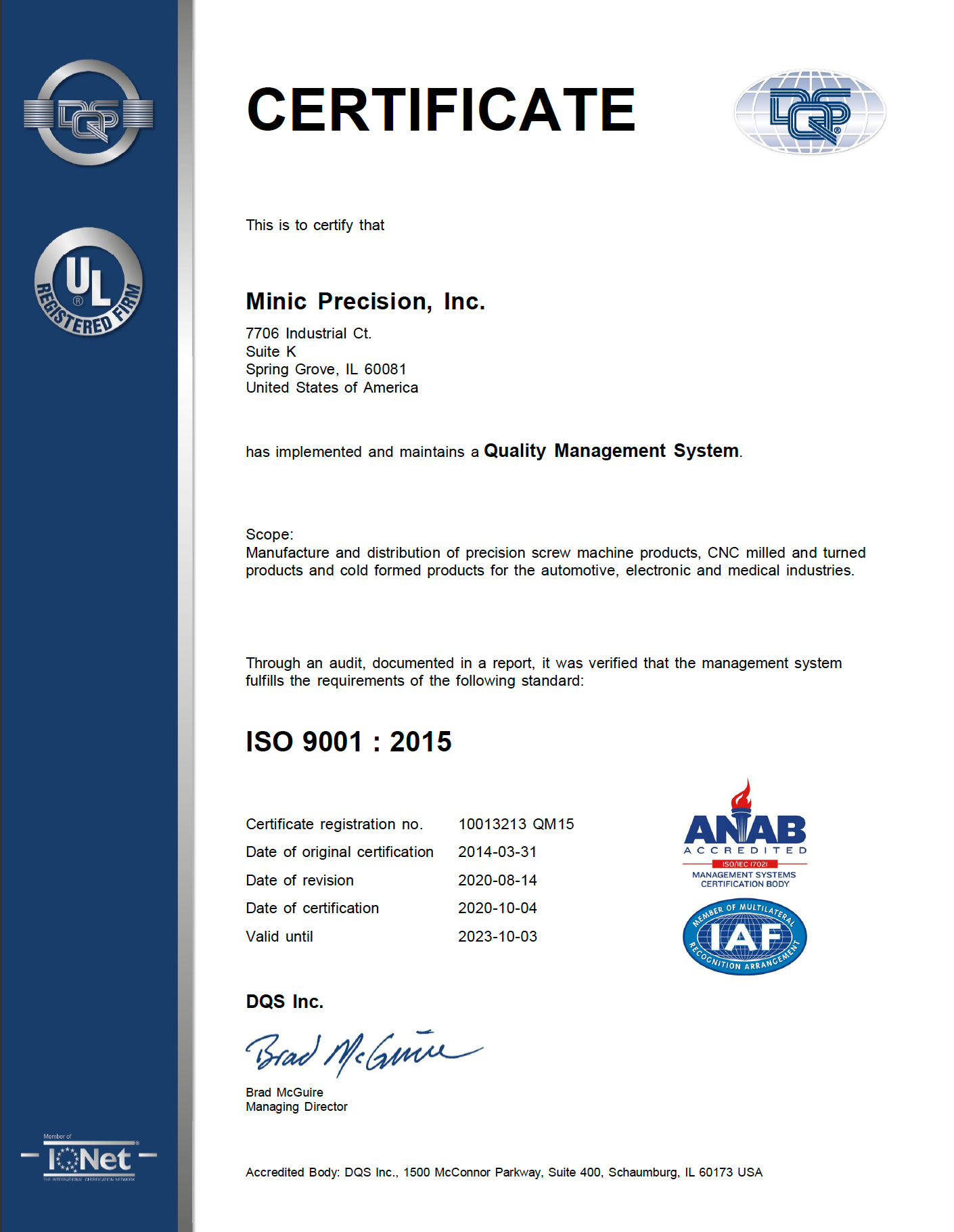 Minic Precision - Your source for Guide Pins and more! - About Us