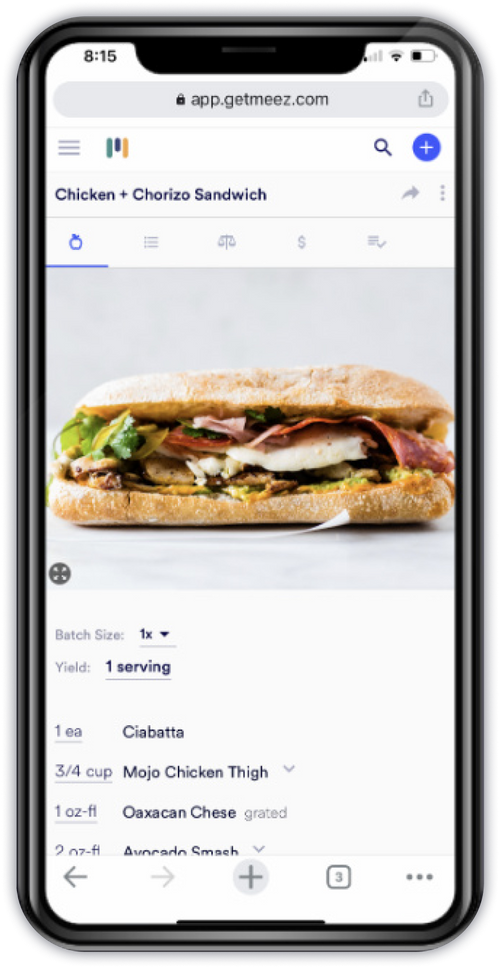 meez: the recipe tool for professional chefs