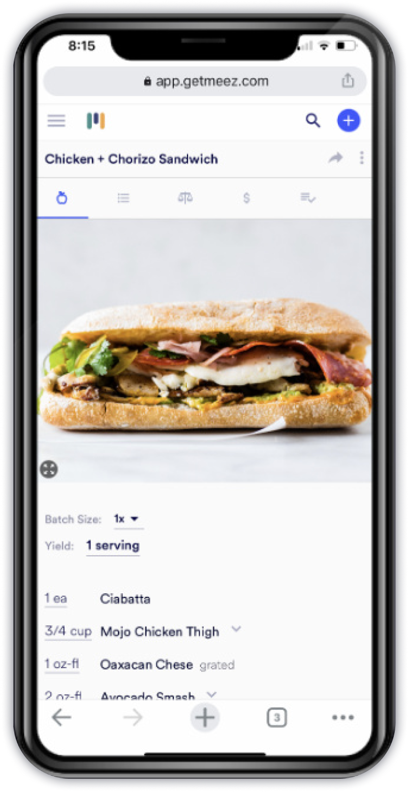 meez: the recipe tool for professional chefs