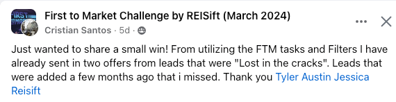 First To Market Challenge | REISift