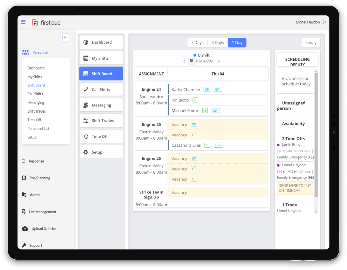 Scheduling & Personnel