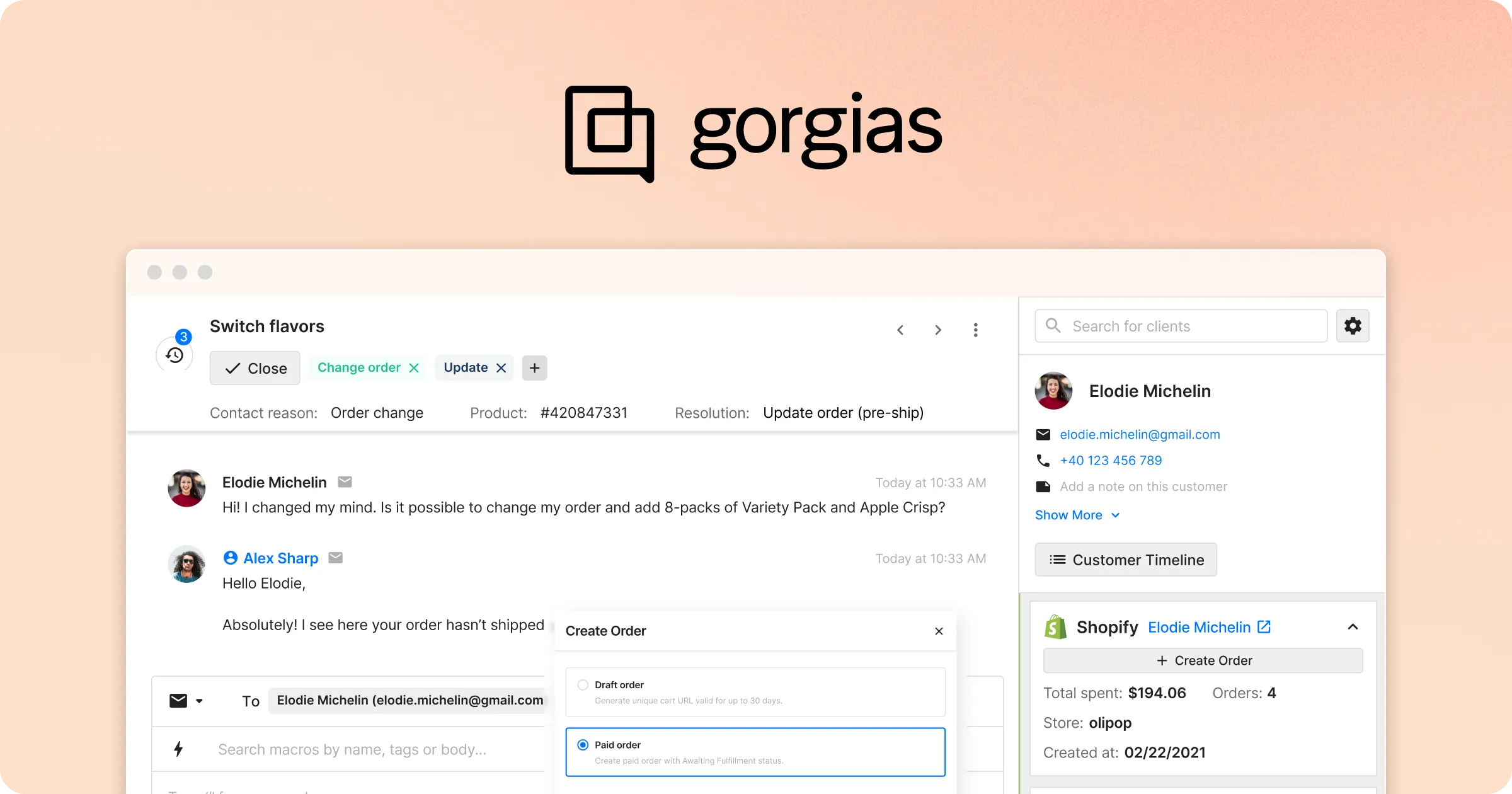 Gorgias | Interactive product tour