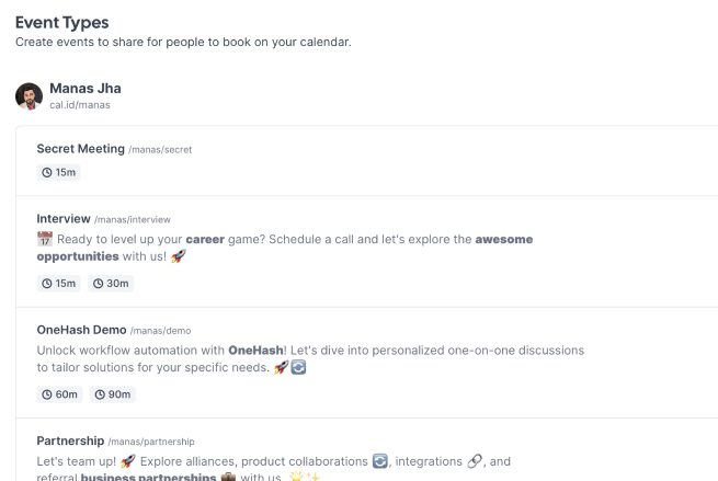 OneHash Cal - The Best Free Calendly Alternative | Get Your Personalized Cal ID