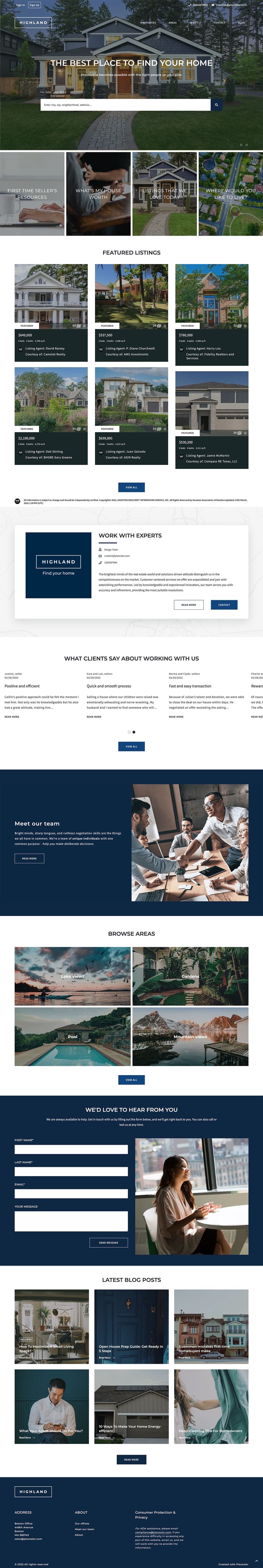 Real Estate Website Designs – Website Templates | Placester