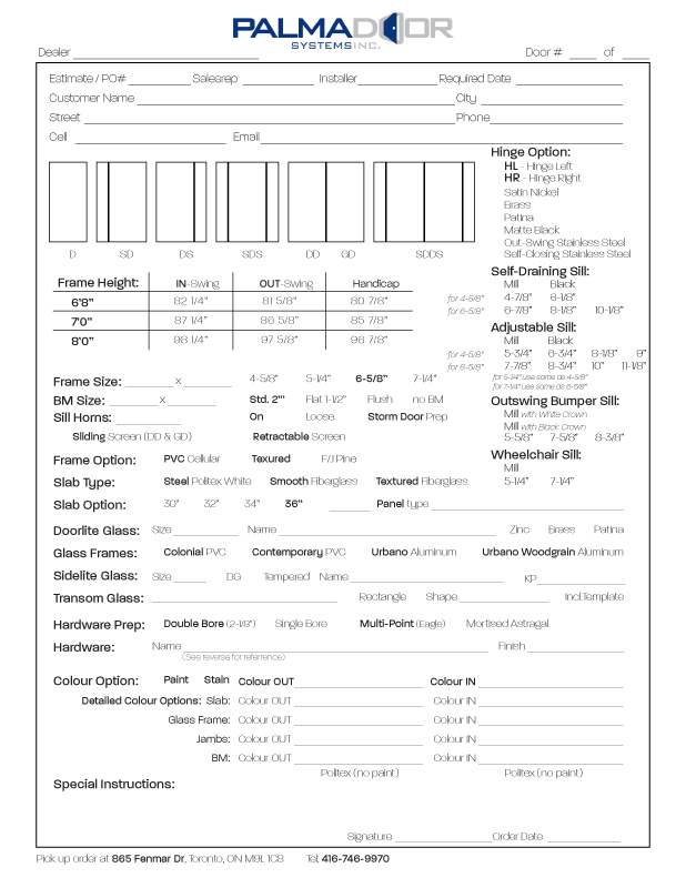 Entry Door Order Form at Kelli Johnson blog