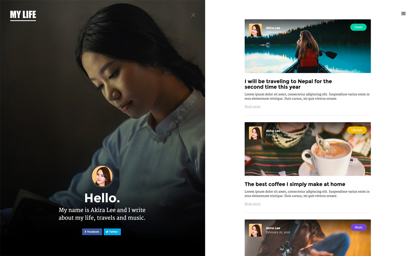 My Life - Personal HTML5 Responsive Website Template