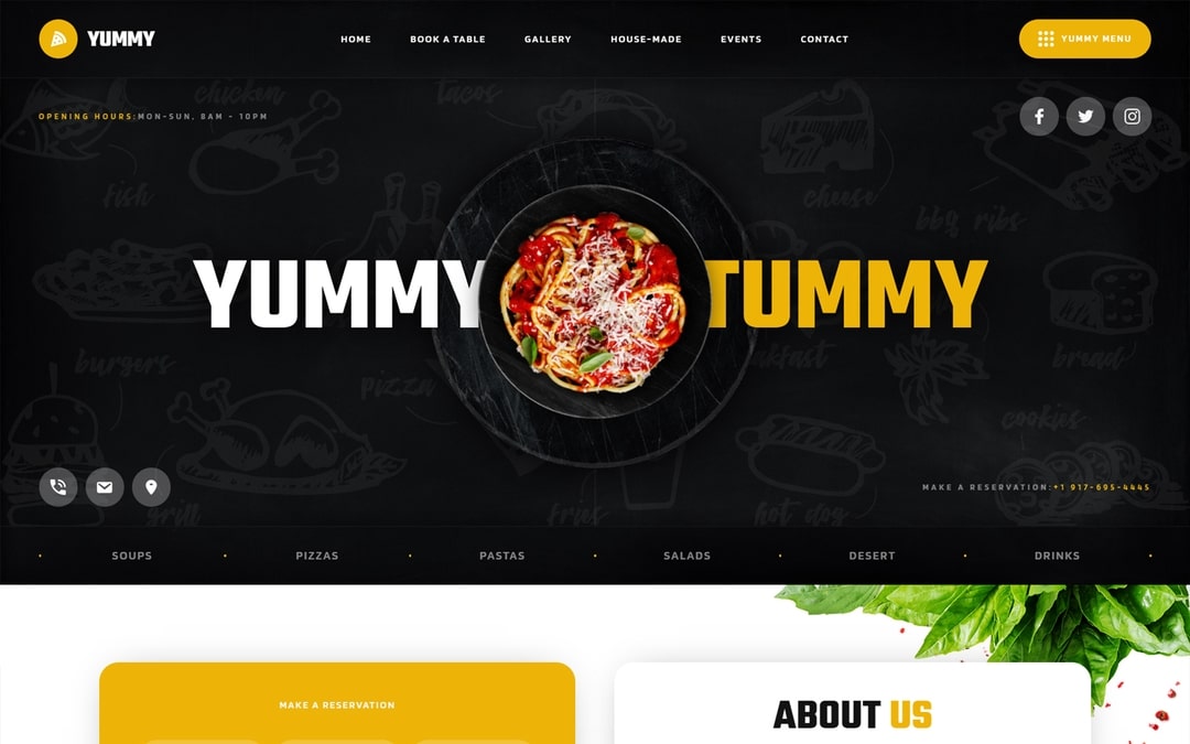 Yummy - Restaurant HTML5 Responsive Website Template