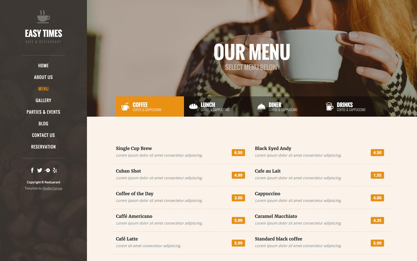 Easy Times - Restaurant HTML5 Responsive Website Template