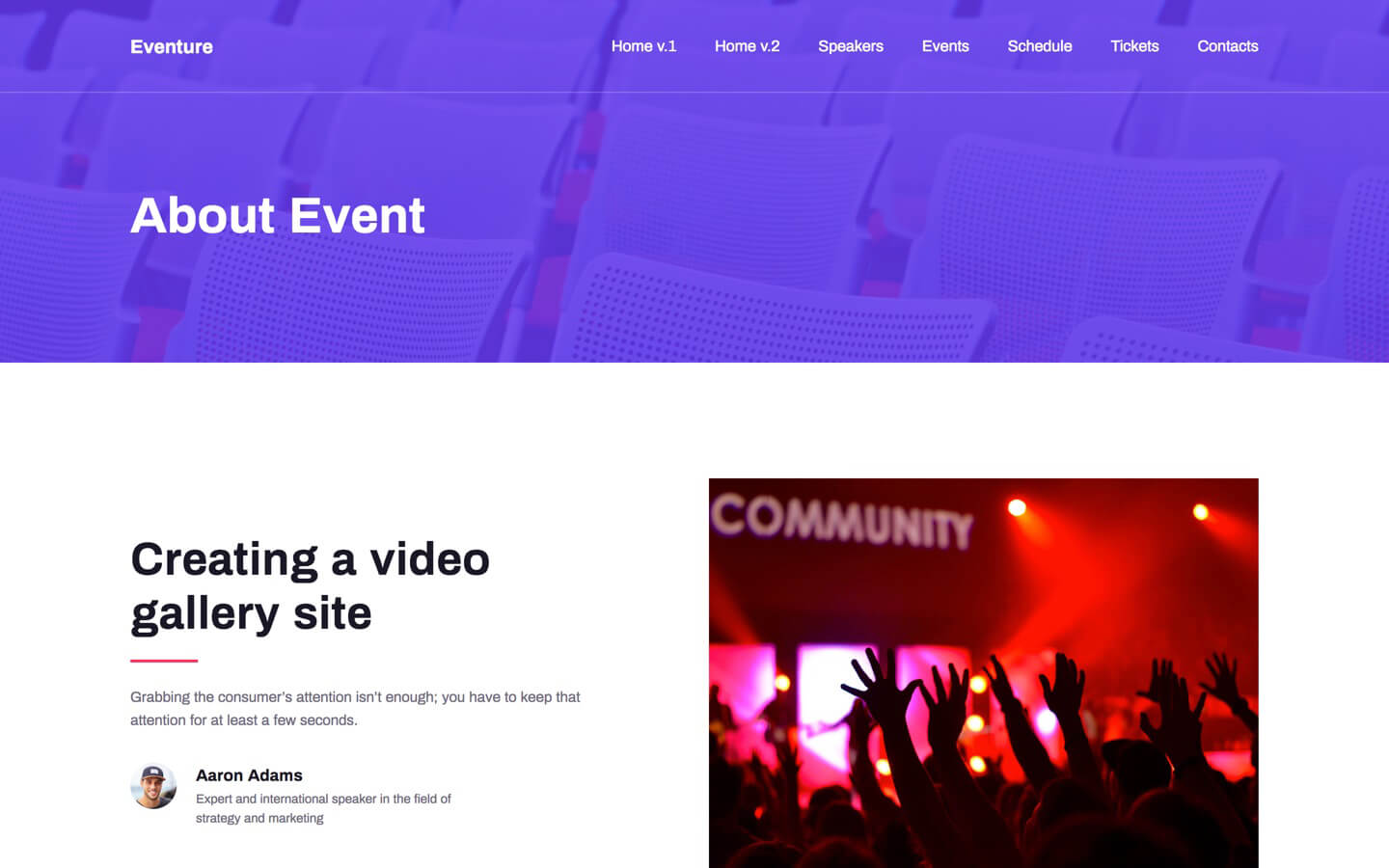 Eventure - Event HTML5 Responsive Website Template
