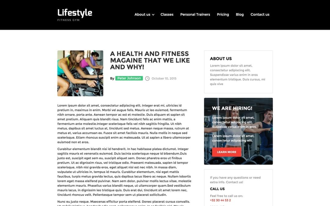 Lifestyle - Gym HTML5 Responsive Website Template