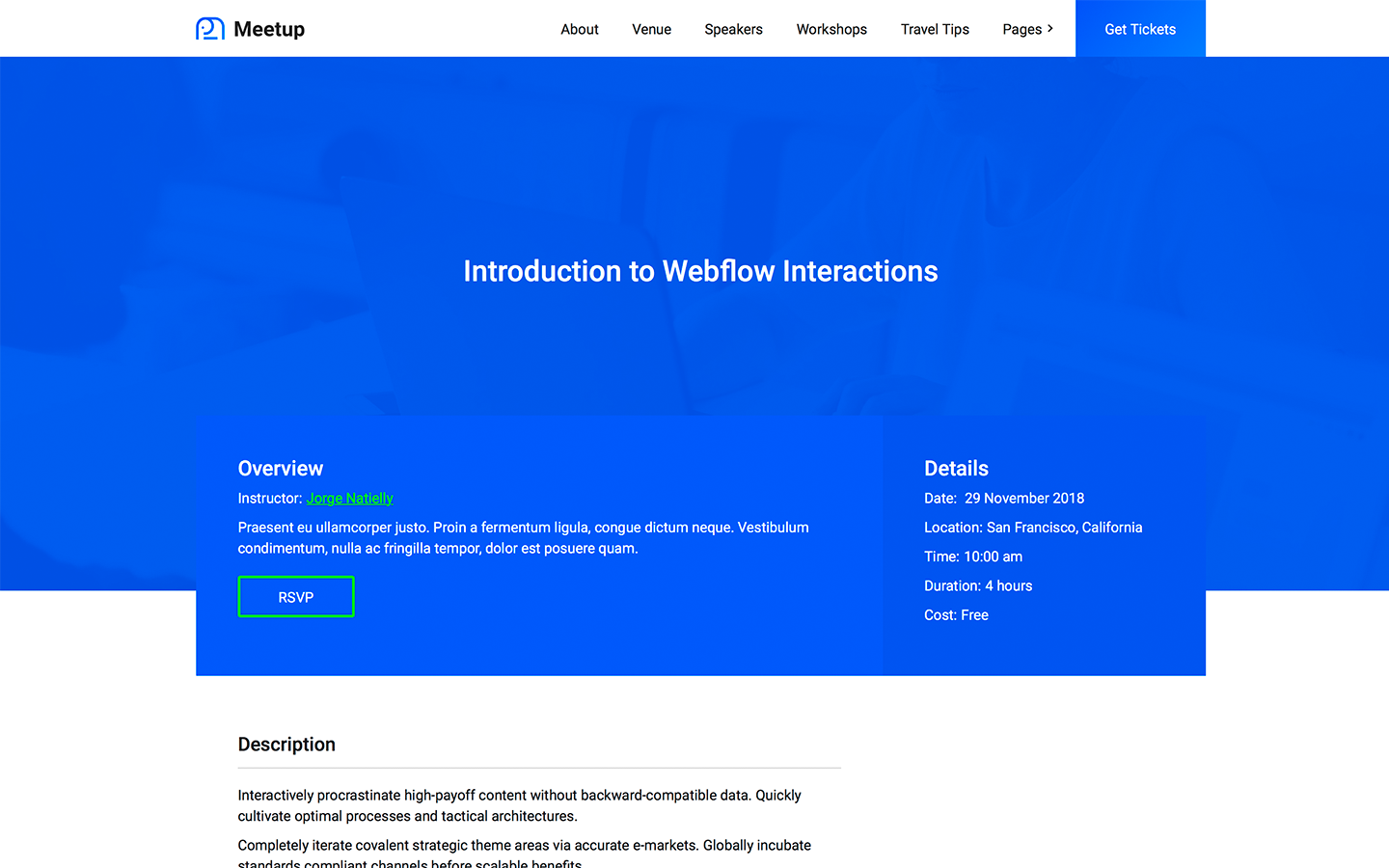 Meetup - Event HTML5 Responsive Website Template