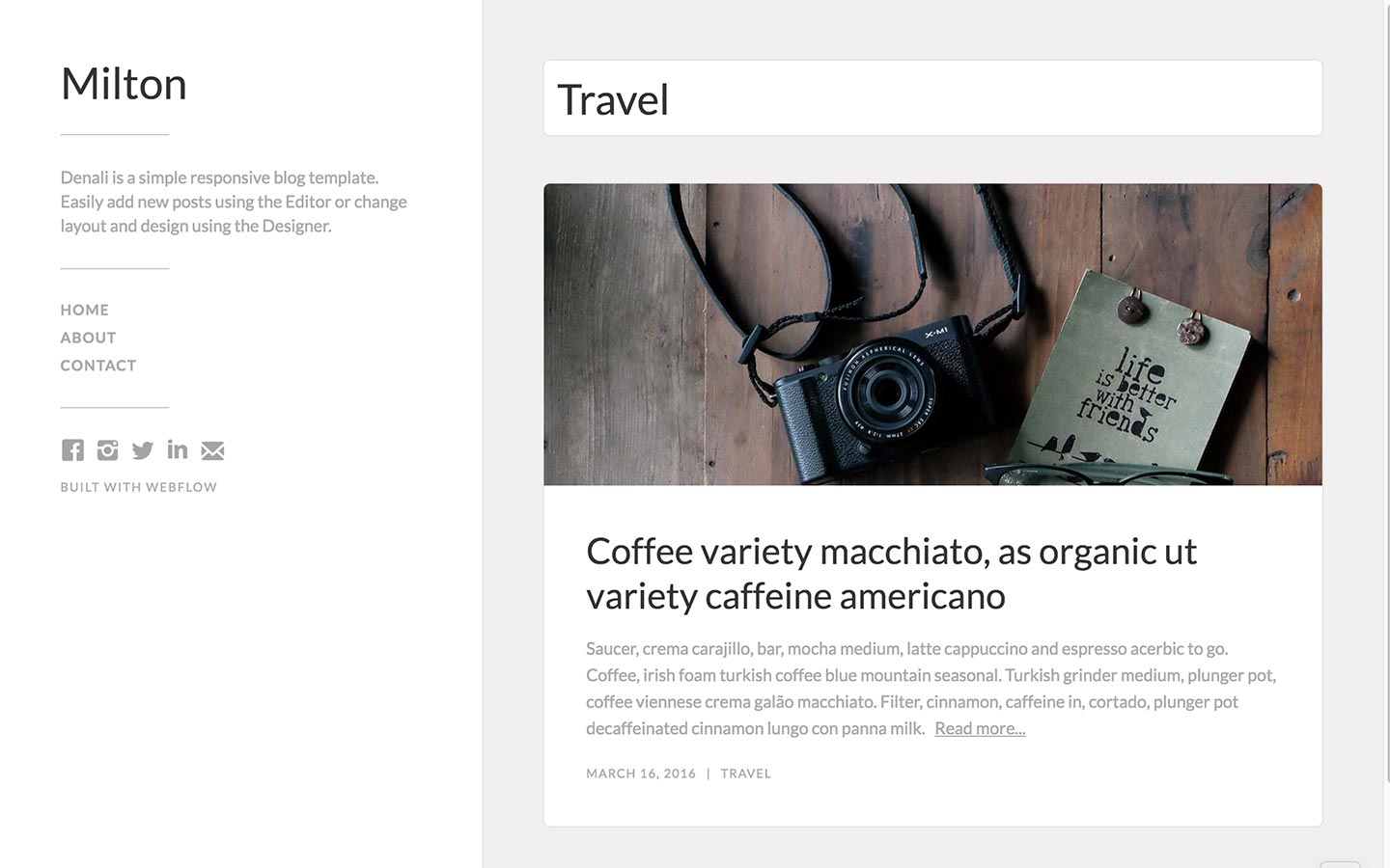 Milton - Blog HTML5 Responsive Website Template
