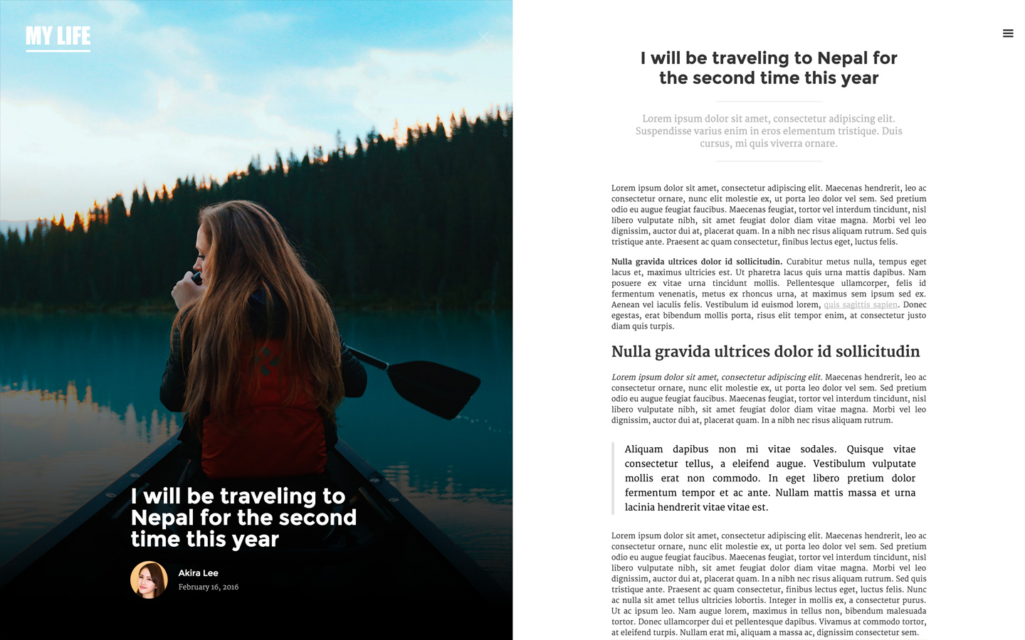 My Life - Personal HTML5 Responsive Website Template