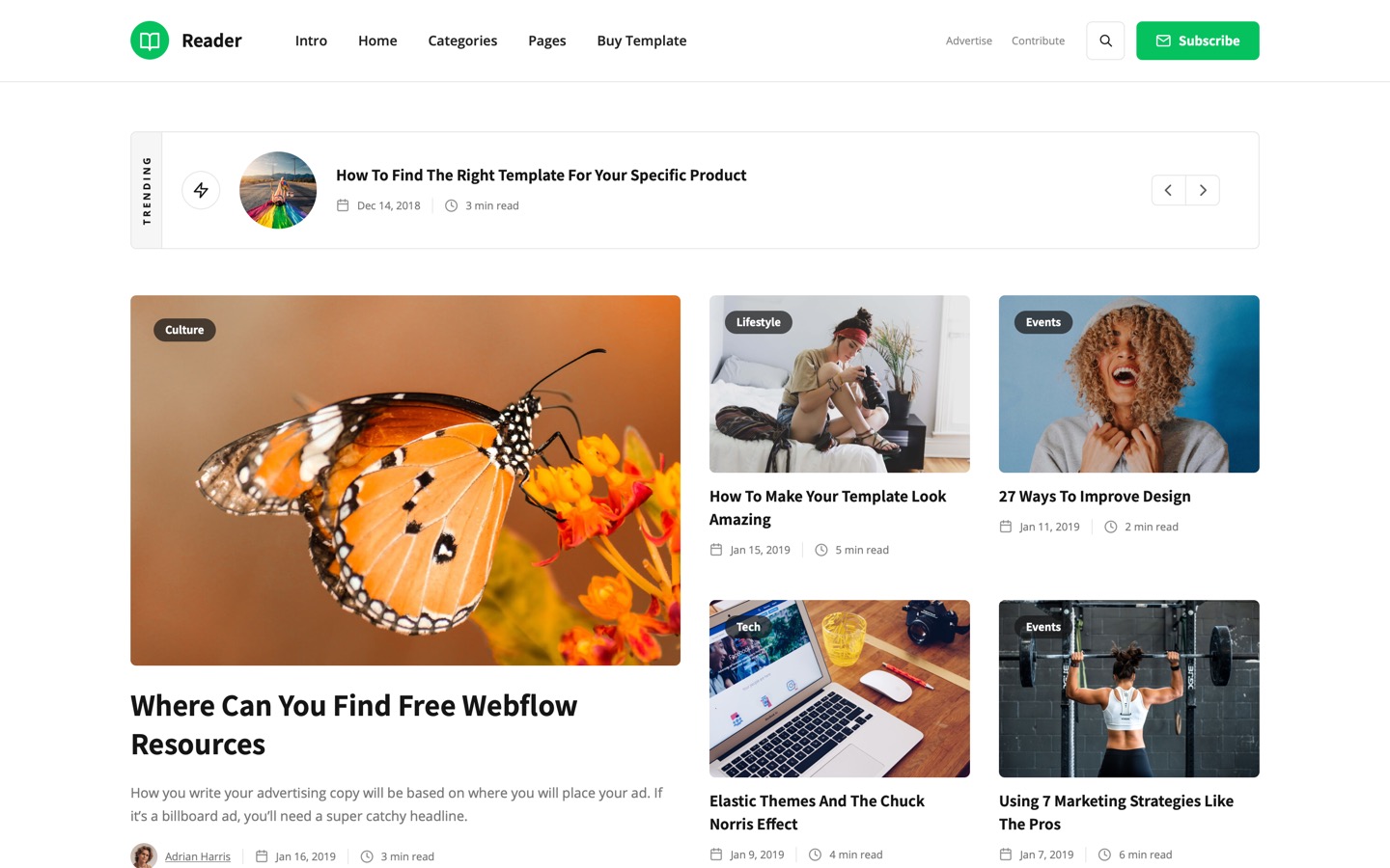 Reader - Blog HTML5 Responsive Website Template
