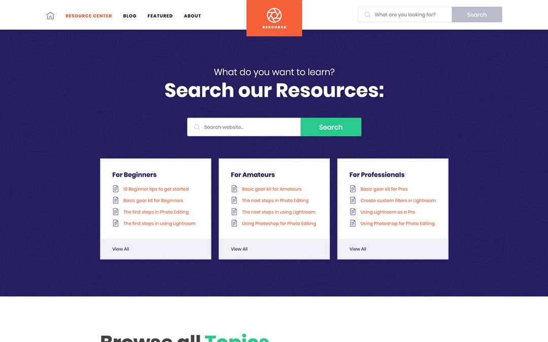 Resource - Photography HTML5 Responsive Website Template