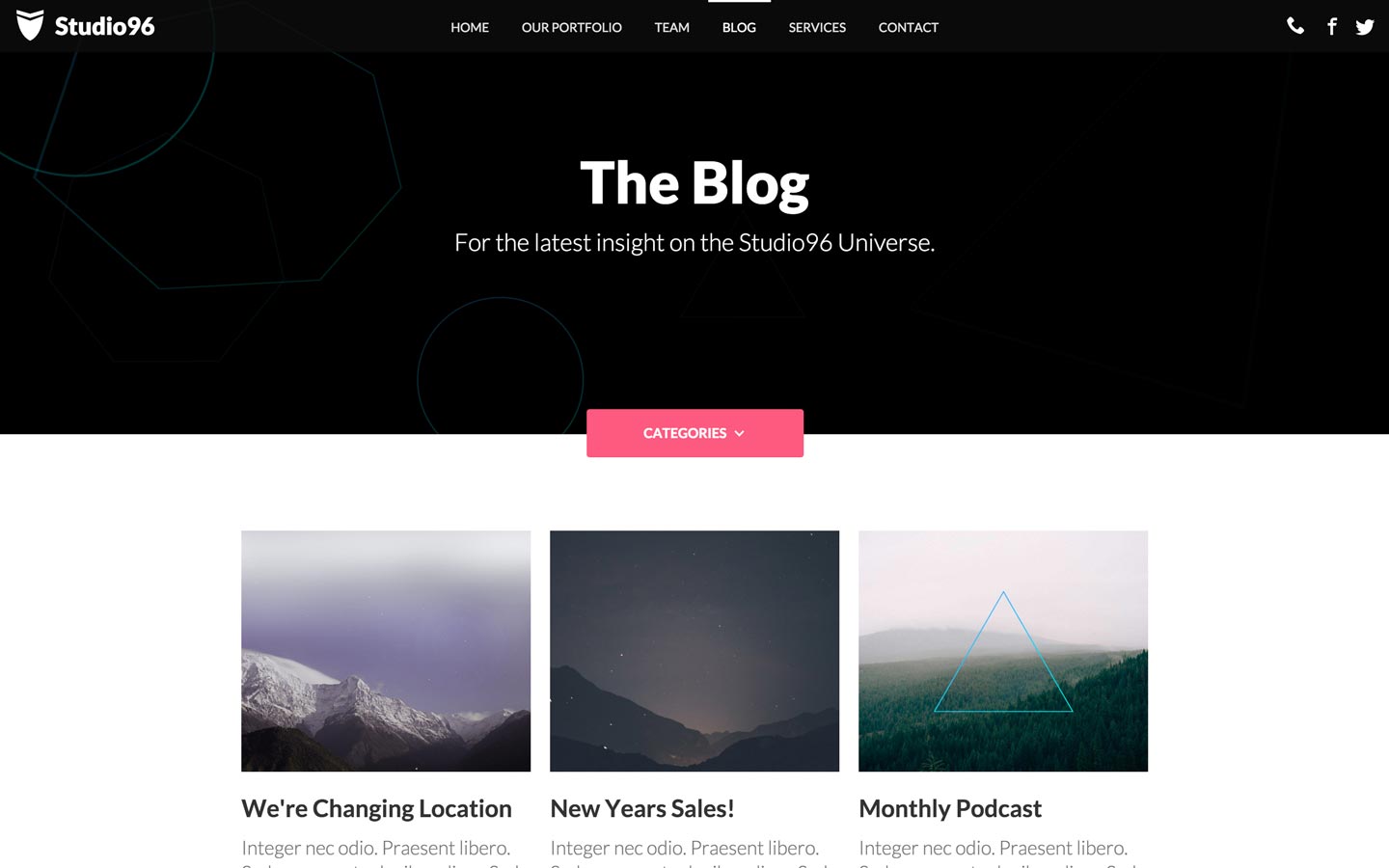 Studio96 - Creative HTML5 Responsive Website Template