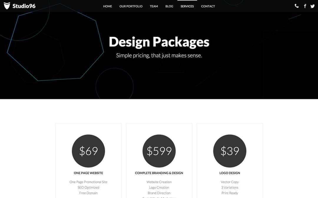 Studio96 - Creative HTML5 Responsive Website Template