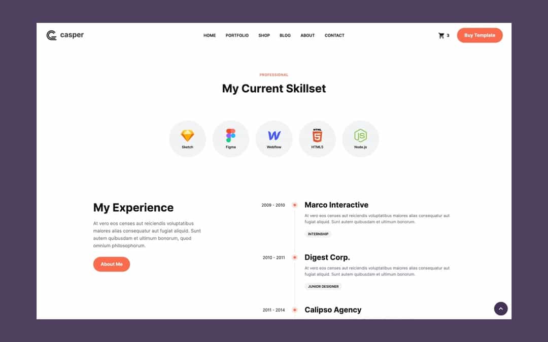 Casper - Portfolio HTML5 Responsive Website Template