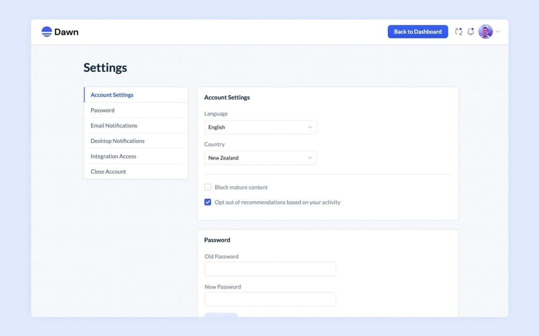 Dawn - Dashboard HTML5 Responsive Website Template