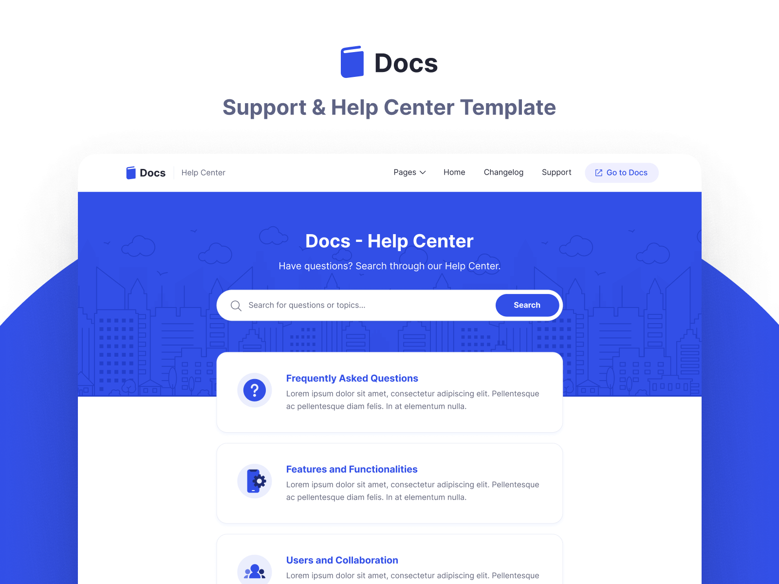 Docs - Support HTML5 Responsive Website Template