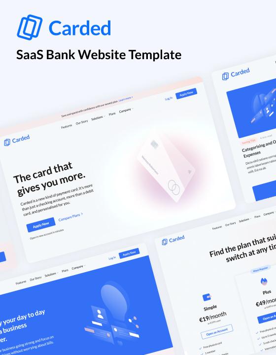 Carded - Bank HTML5 Responsive Website Template