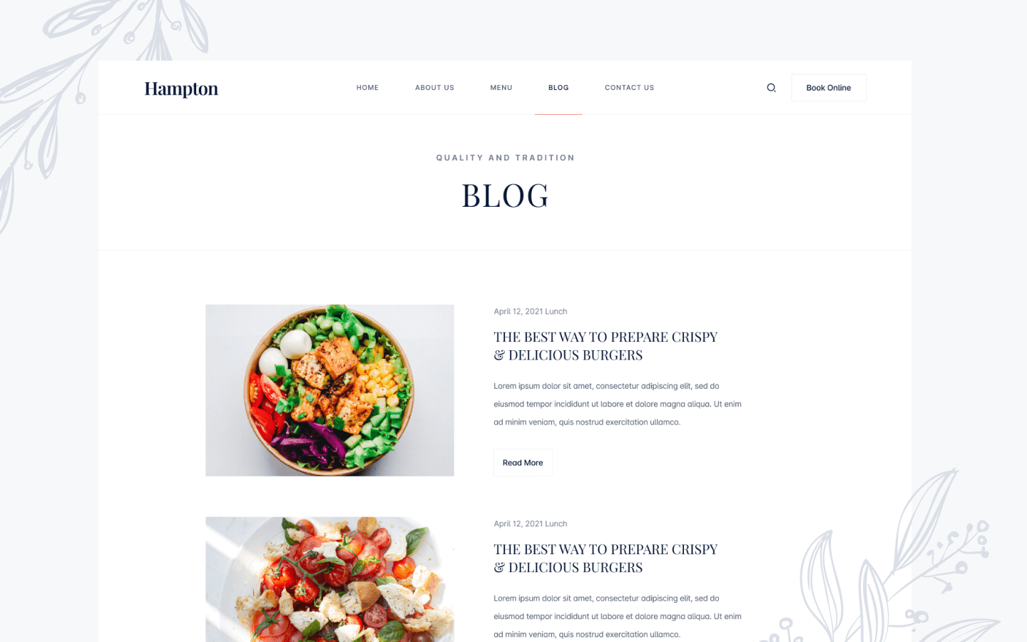 Hampton - Restaurant HTML5 Responsive Website Template