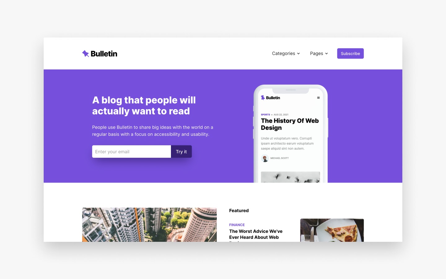 Bulletin - Blog HTML5 Responsive Website Template