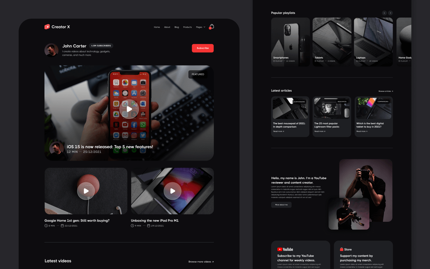 Creator X - Video HTML5 Responsive Website Template