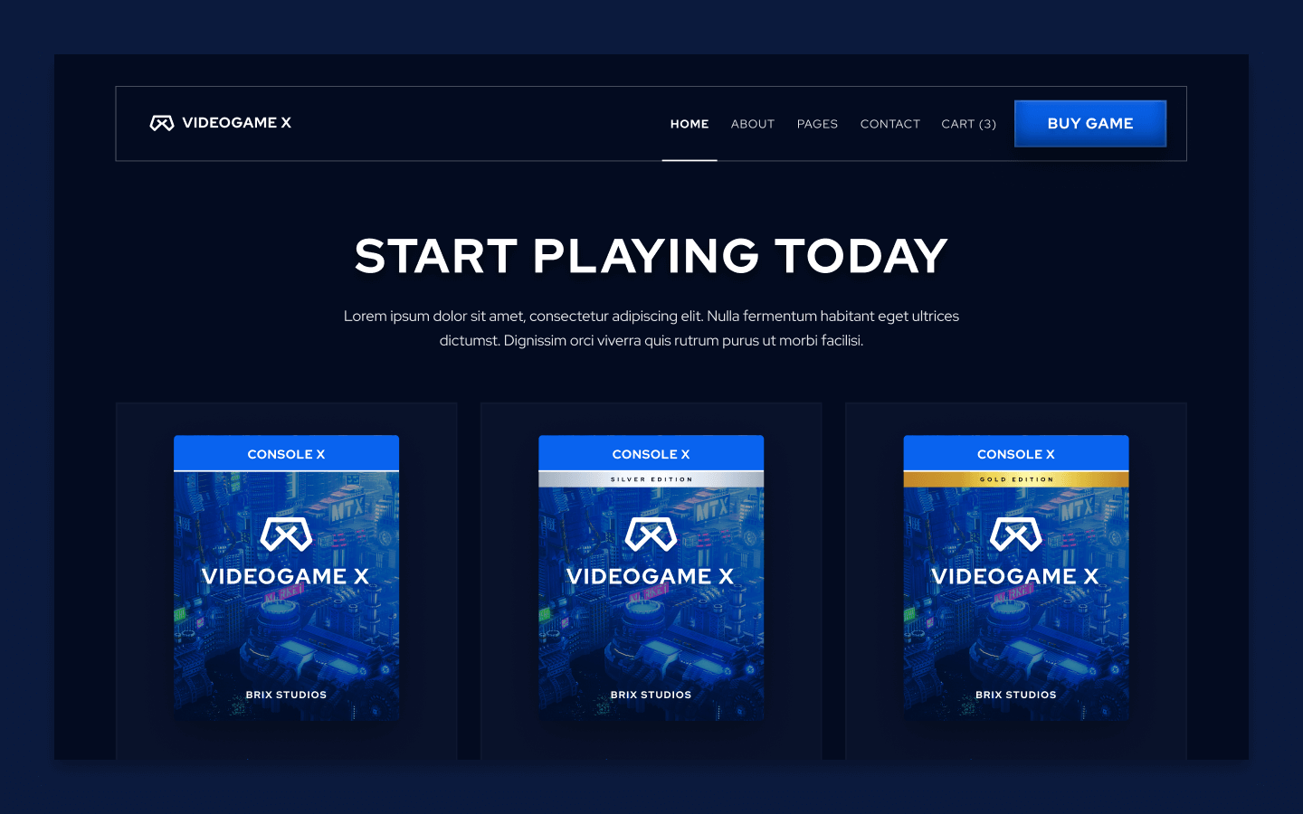 Videogame X - Game HTML5 Responsive Website Template