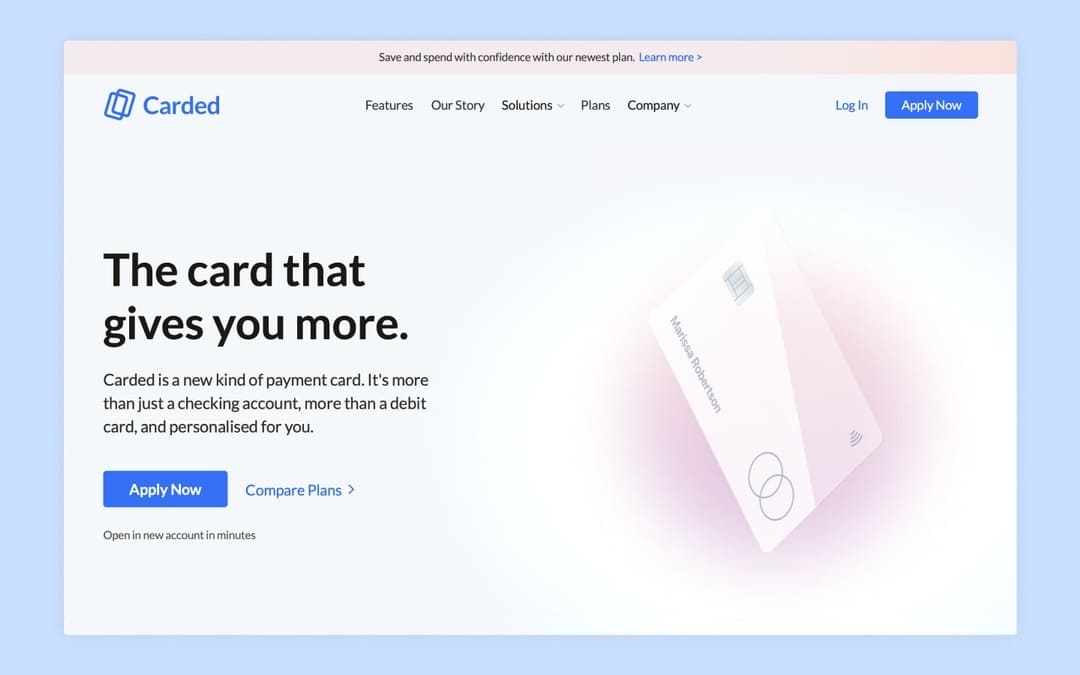 Carded - Bank HTML5 Responsive Website Template