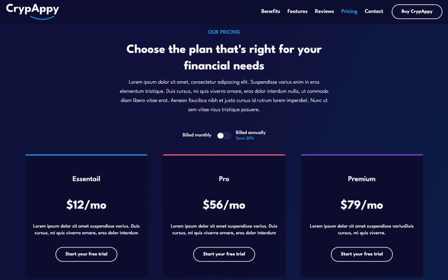 CrypAppy - Finance HTML5 Responsive Website Template