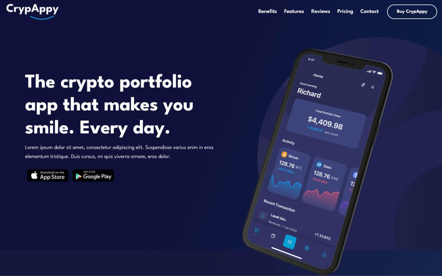 CrypAppy - Finance HTML5 Responsive Website Template
