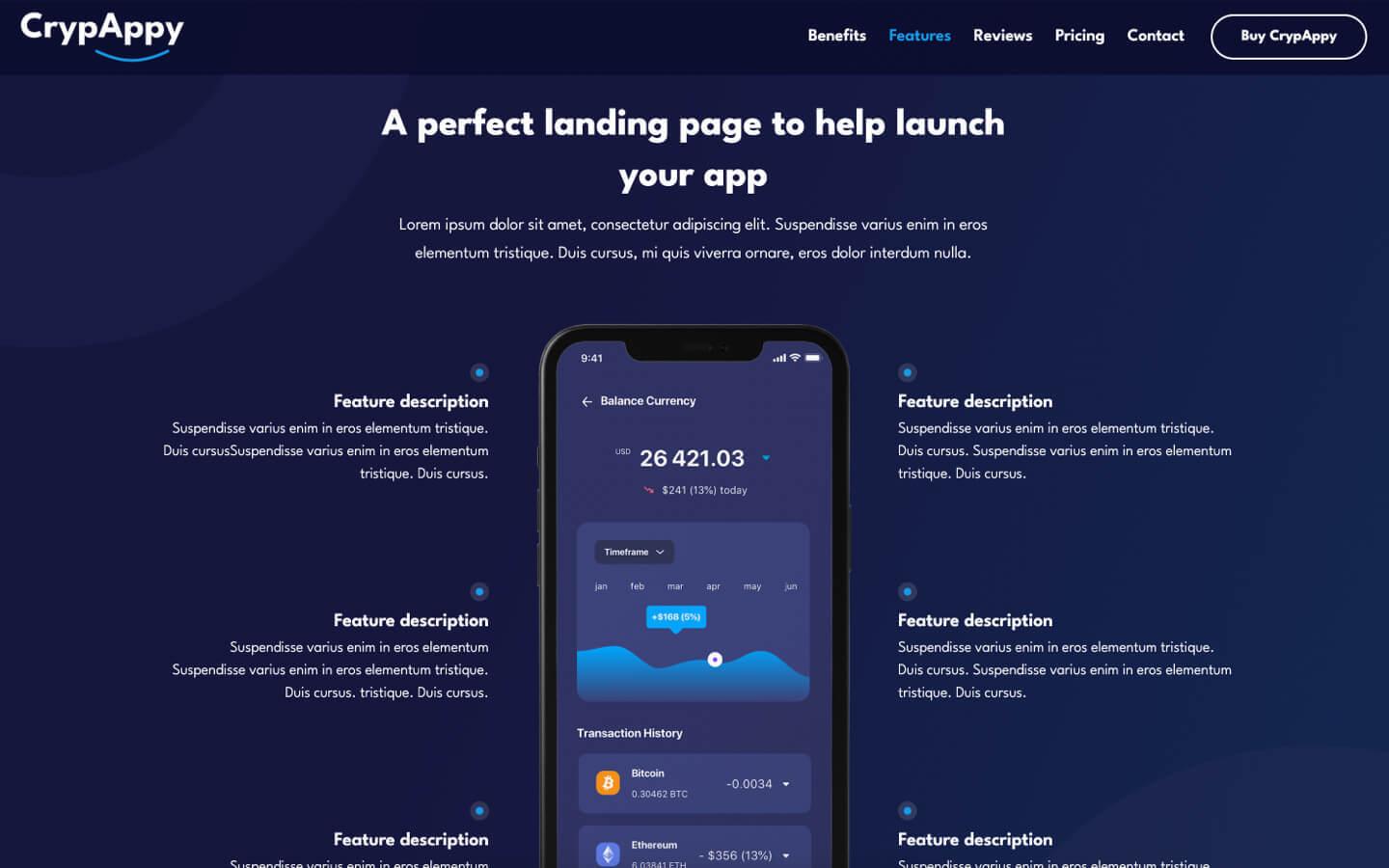 CrypAppy - Finance HTML5 Responsive Website Template