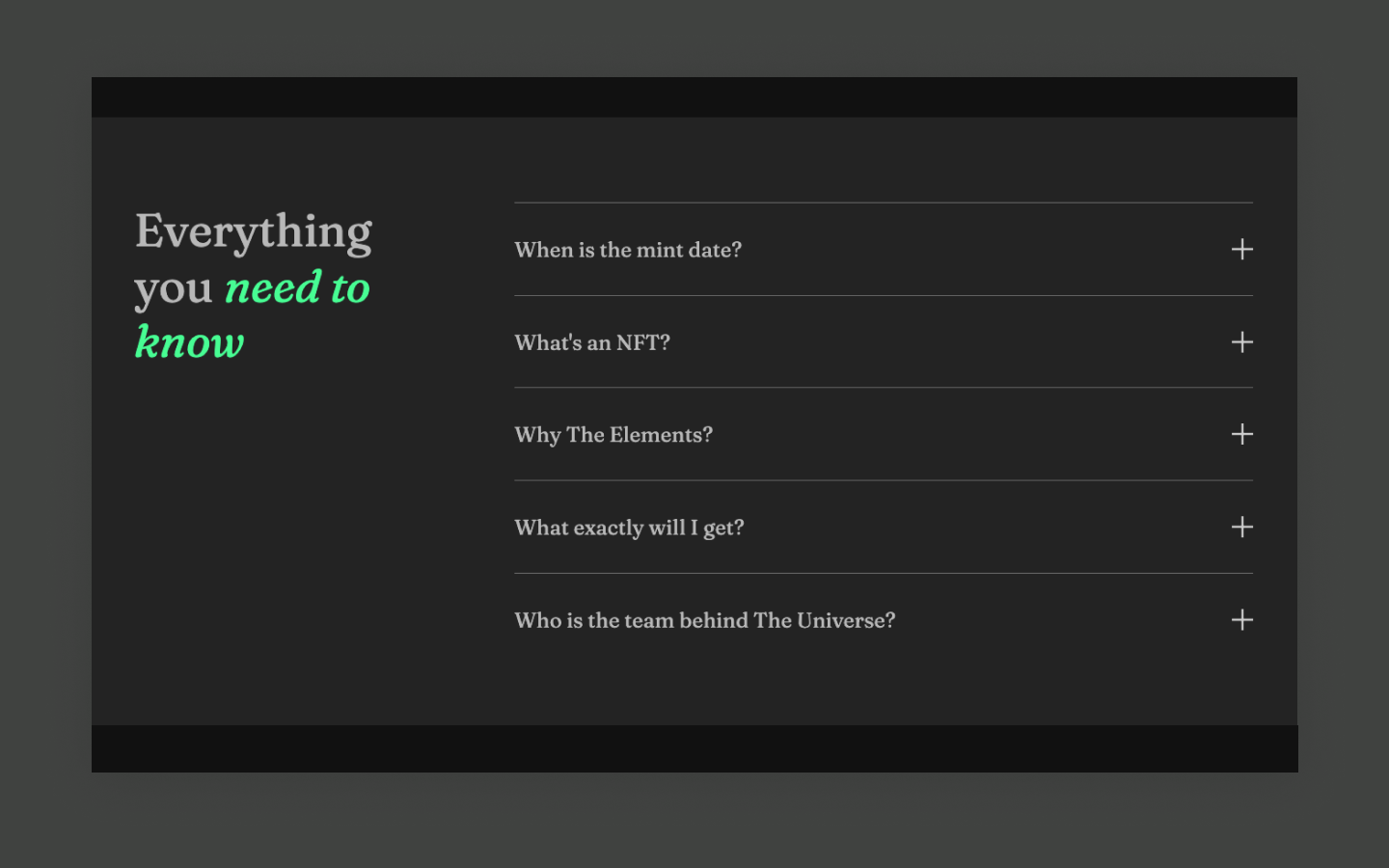 NFT Collection - One Page HTML5 Responsive Website Template
