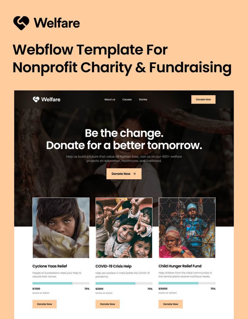 Nonprofit Website Templates Available at Webflow