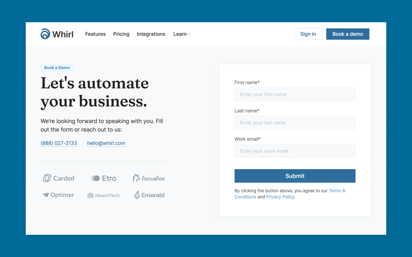 Whirl - SaaS HTML5 Responsive Website Template