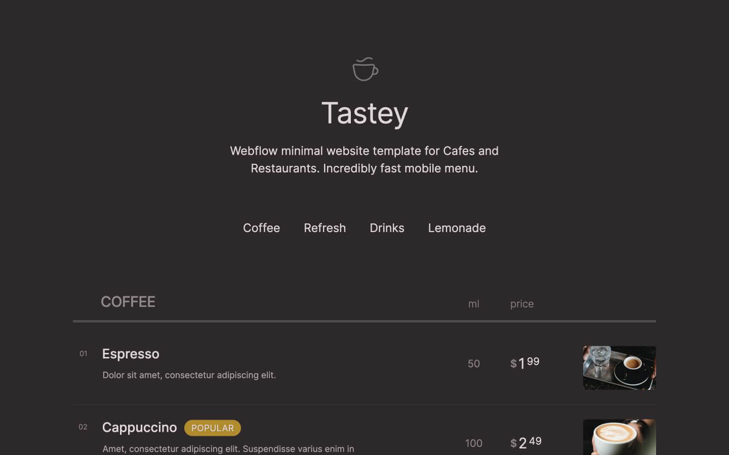Cafe HTML5响应式网站模板 - OB体育网站