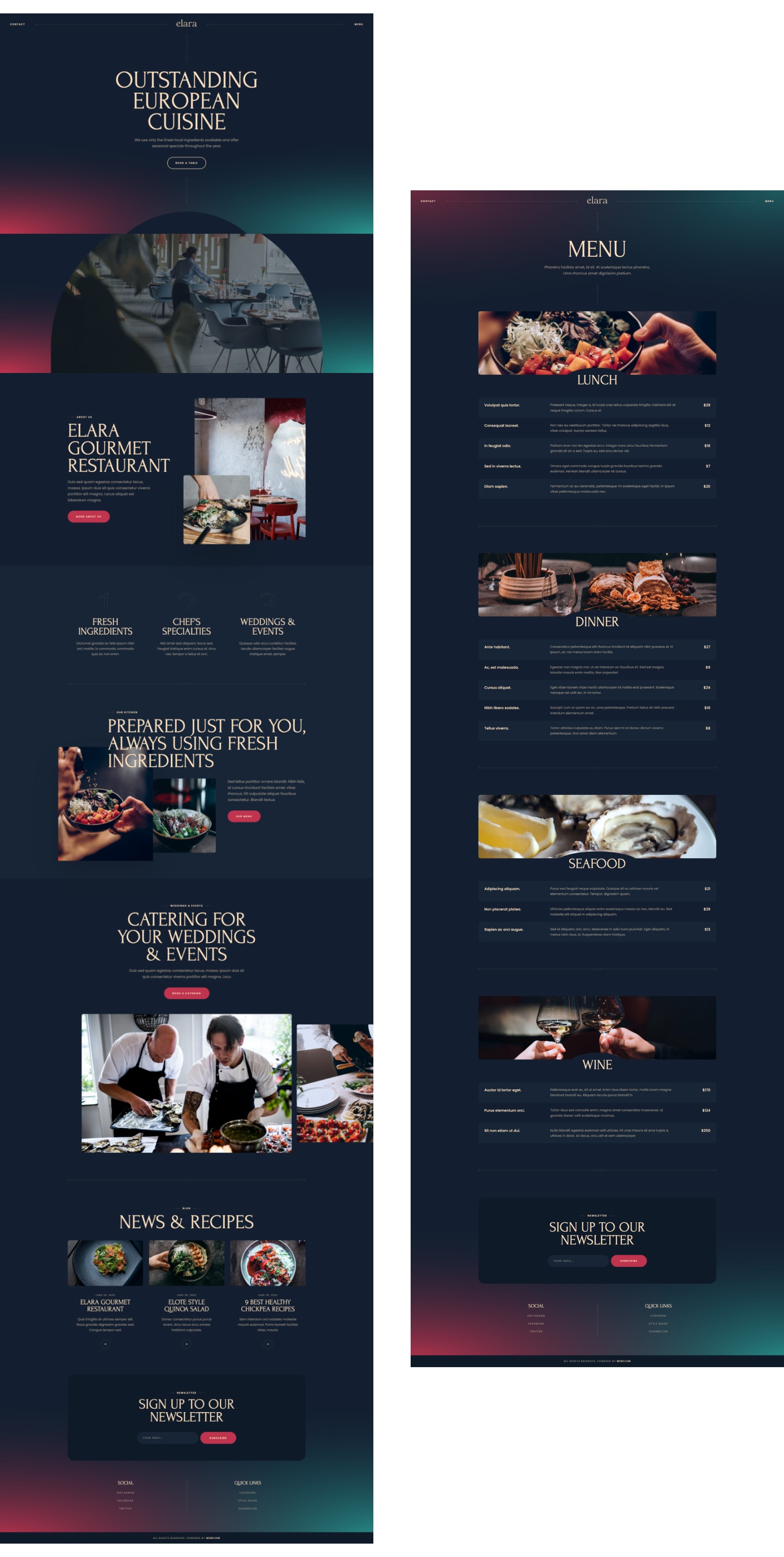 Elara - Restaurant HTML5 Responsive Website Template