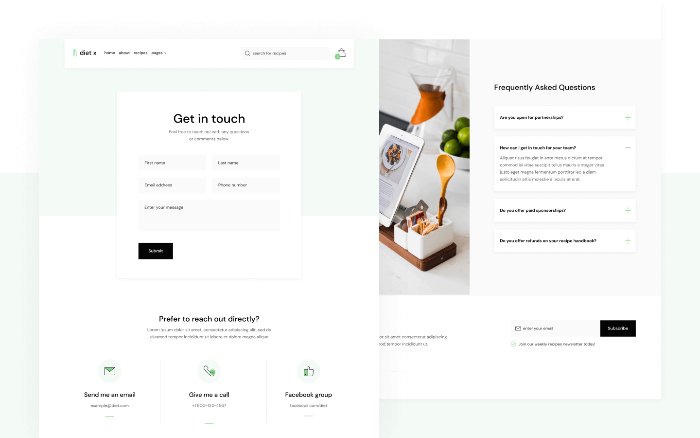 Diet X - Recipe HTML5 Responsive Website Template