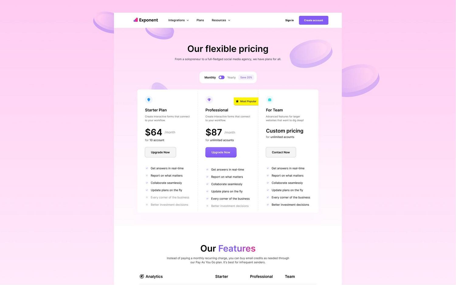 Exponent - SaaS HTML5 Responsive Website Template